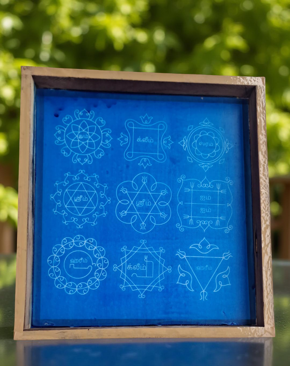 Rangly Navagraha mandala model 1 Yantra Rangoli Stencil Wooden 10x10 I