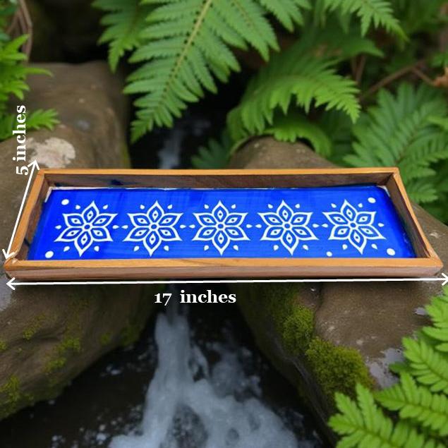 Rangly Star Flower Border Rangoli Stencil Wooden 17x5 Inches Pack of 1