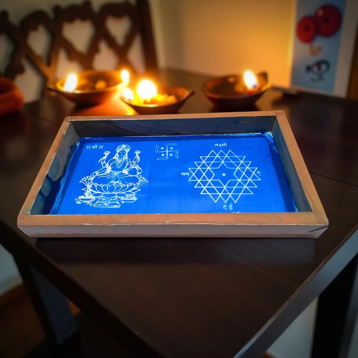 Rangly Aishwarya Kolam with Lakshmi Rangoli Stencil Wooden, 1 Piece (9